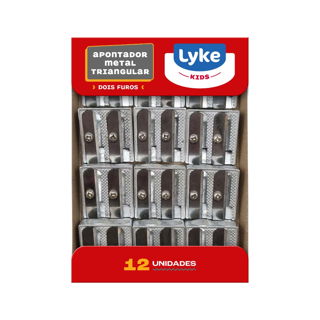 Apontador Metálico Triangular 2F - cx c/ 12 unds - LYKE