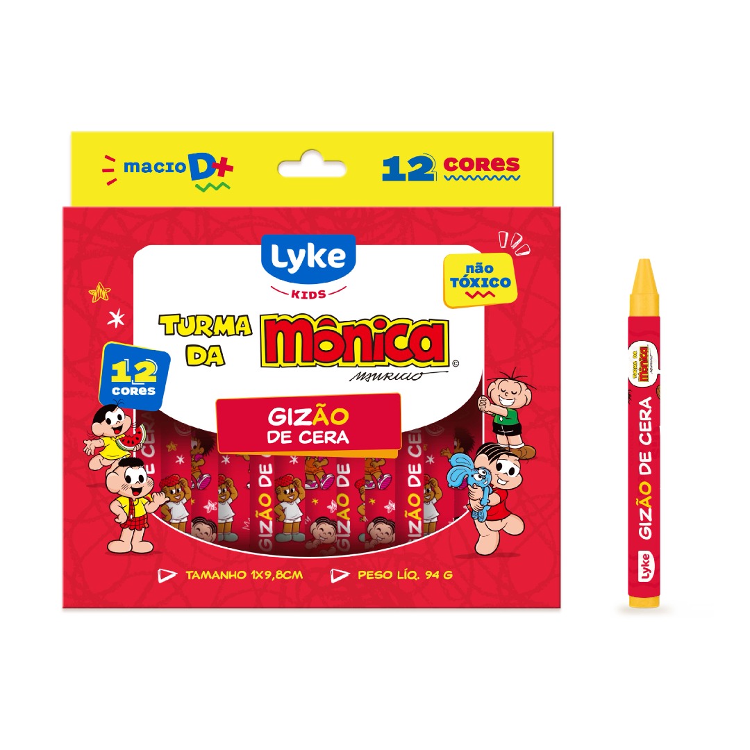 Gizão de Cera 12 Cores LYKE - Turma da Mônica - LYKE