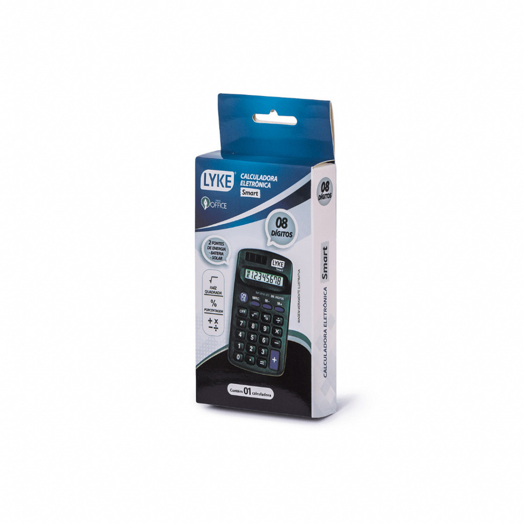Calculadora Smart LYKE 8 dígitos preta - Cx c/ 1 un - LYKE