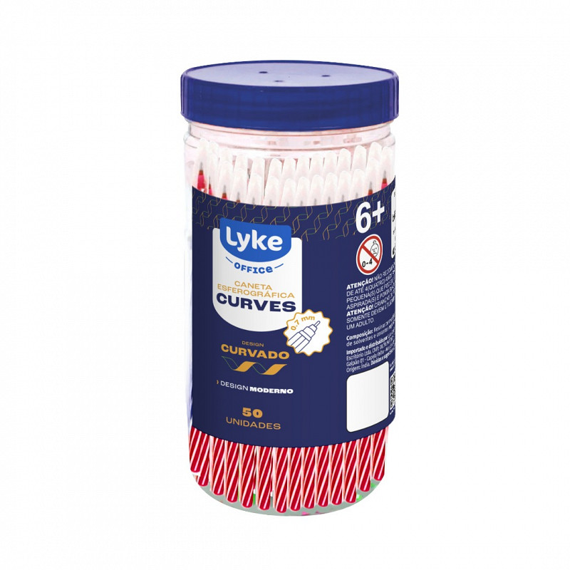 Caneta Esf. Curves - Pote - cor vermelha - LYKE