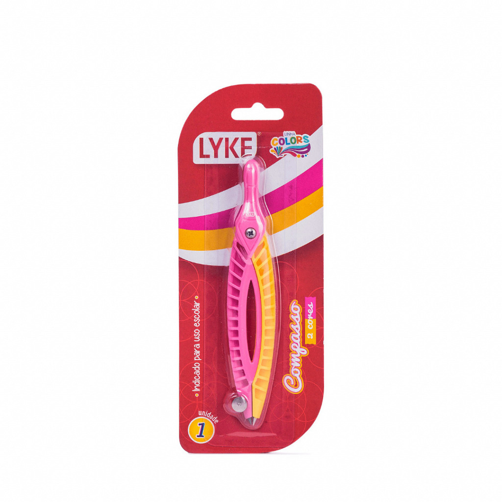 Compasso Plástico LYKE - rosa e amarelo - Blister 1 un - LYKE