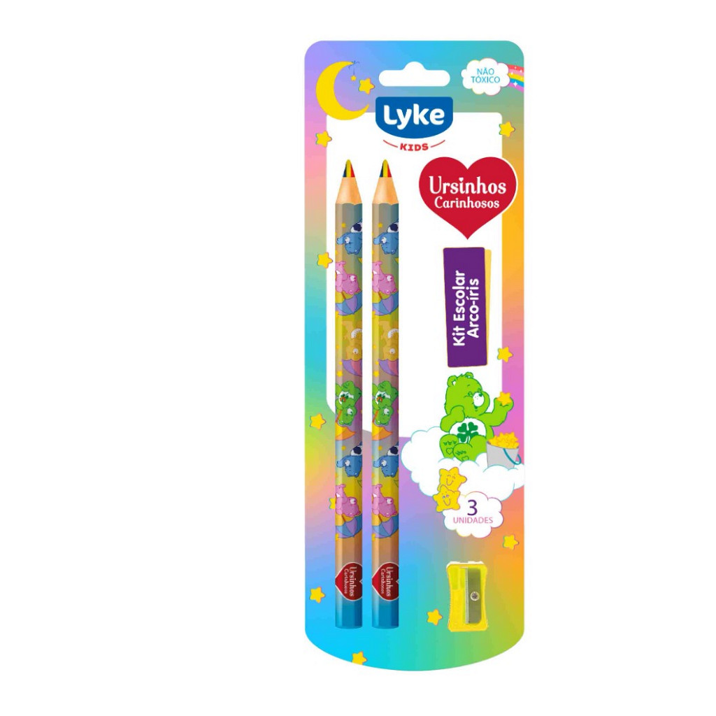 Kit Lápis Arco-Íris - 03 unidades - Ursinhos Carinhosos - - LYKE
